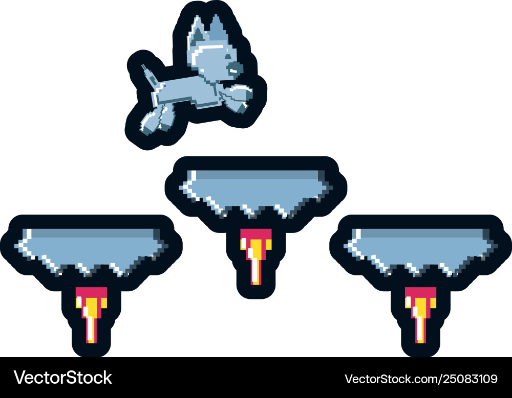 Video game pixelated robotic dog jumping Vector Image