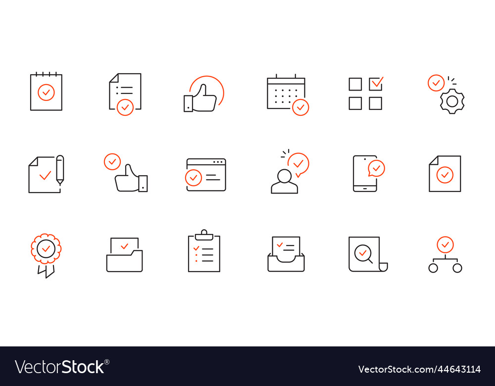 Check mark quality control line icon approve Vector Image Check mark quality control line icon approve Vector Image