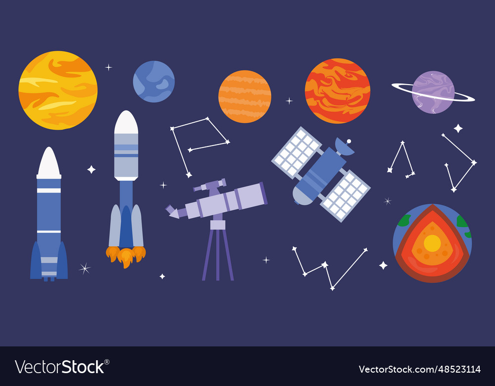 Galaxy elements set Royalty Free Vector Image - VectorStock