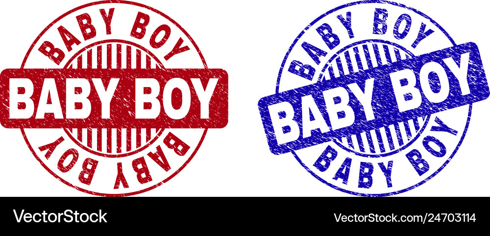 Grunge baboy textured round watermarks Royalty Free Vector