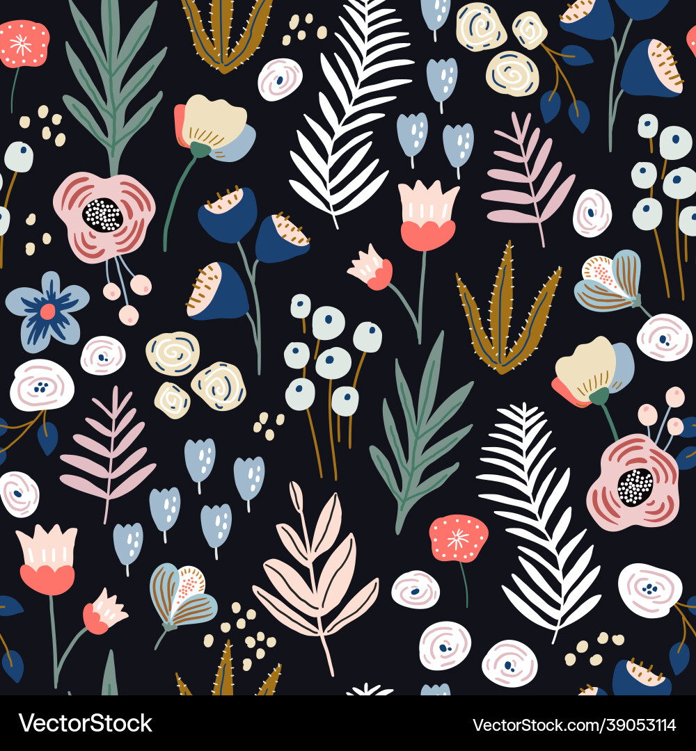 Seamless floral pattern blooming flower texture Vector Image