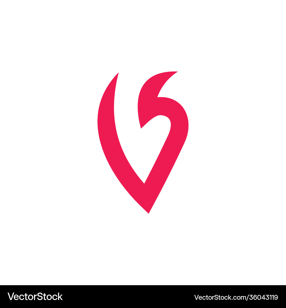 Abstract letter v curves simple red logo Vector Image