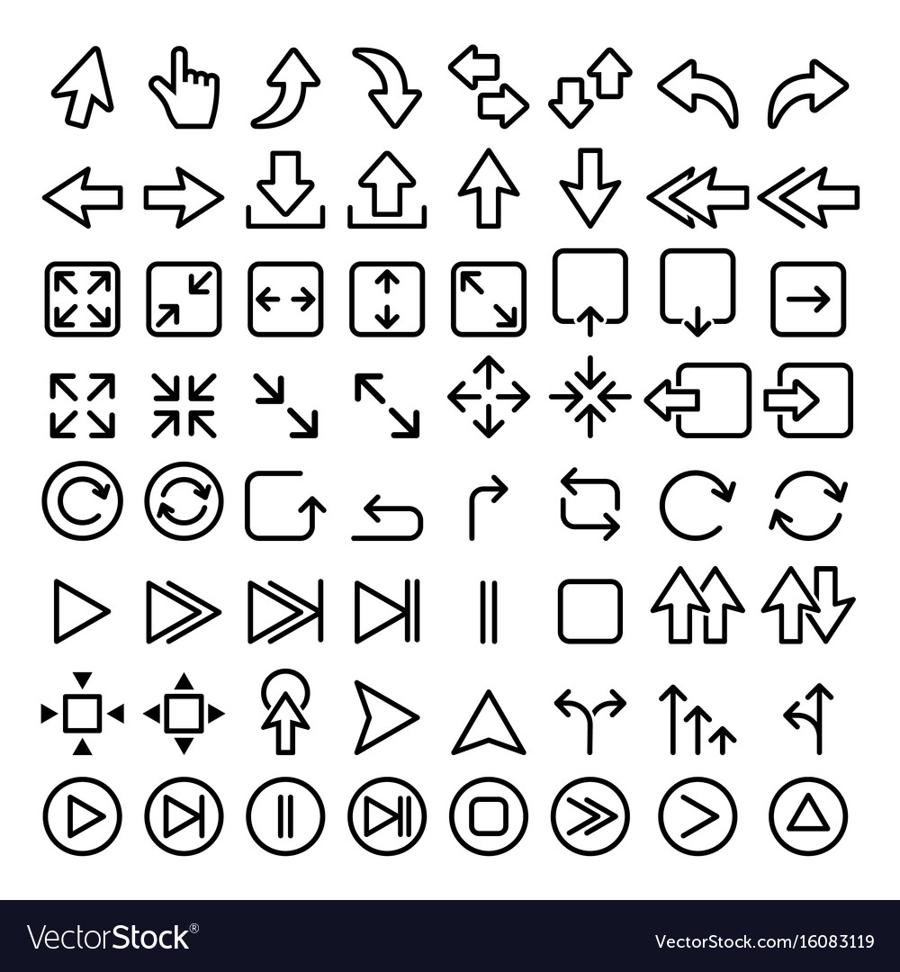 Arrows line icons set big pack of arrow graphic Vector Image