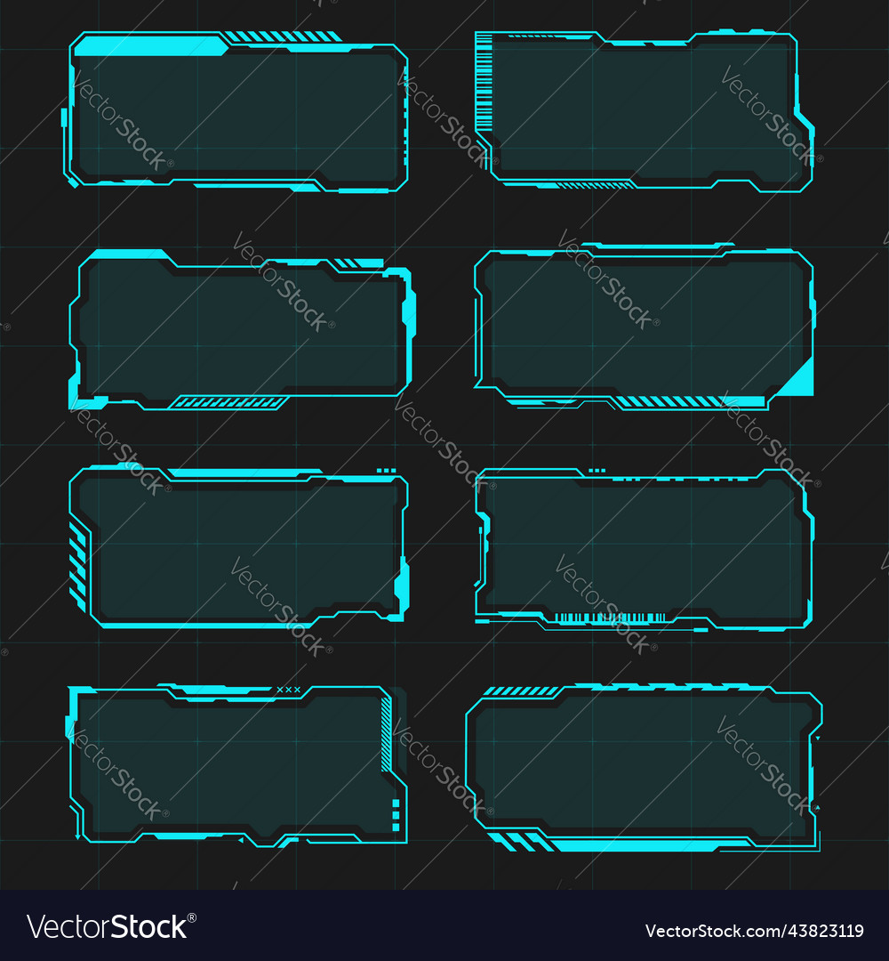 Futuristic hud frames user interface elements Vector Image