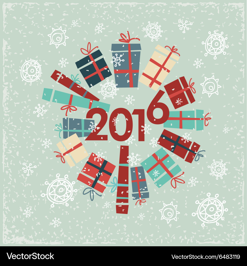 Happy new year 2016 greeting card design element Vector Image