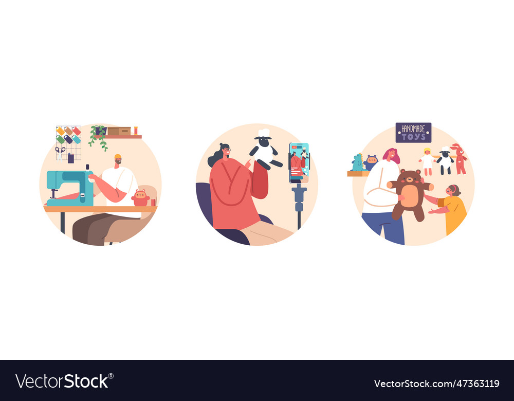 Isolated round icons or avatars with characters Vector Image Isolated round icons or avatars with characters Vector Image
