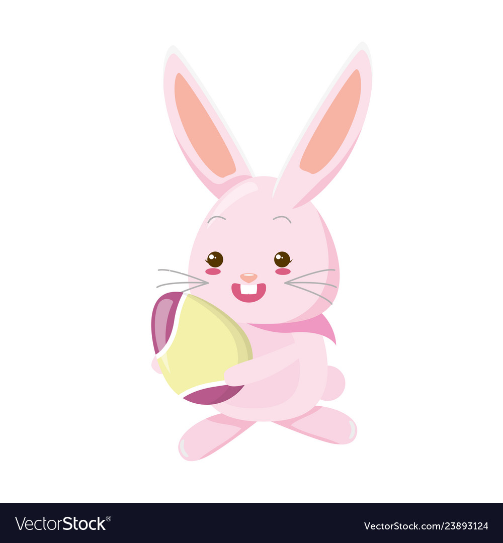 Cute rabbit with easter egg Royalty Free Vector Image