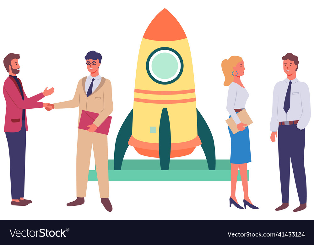 Entrepreneurs create new project startup Vector Image