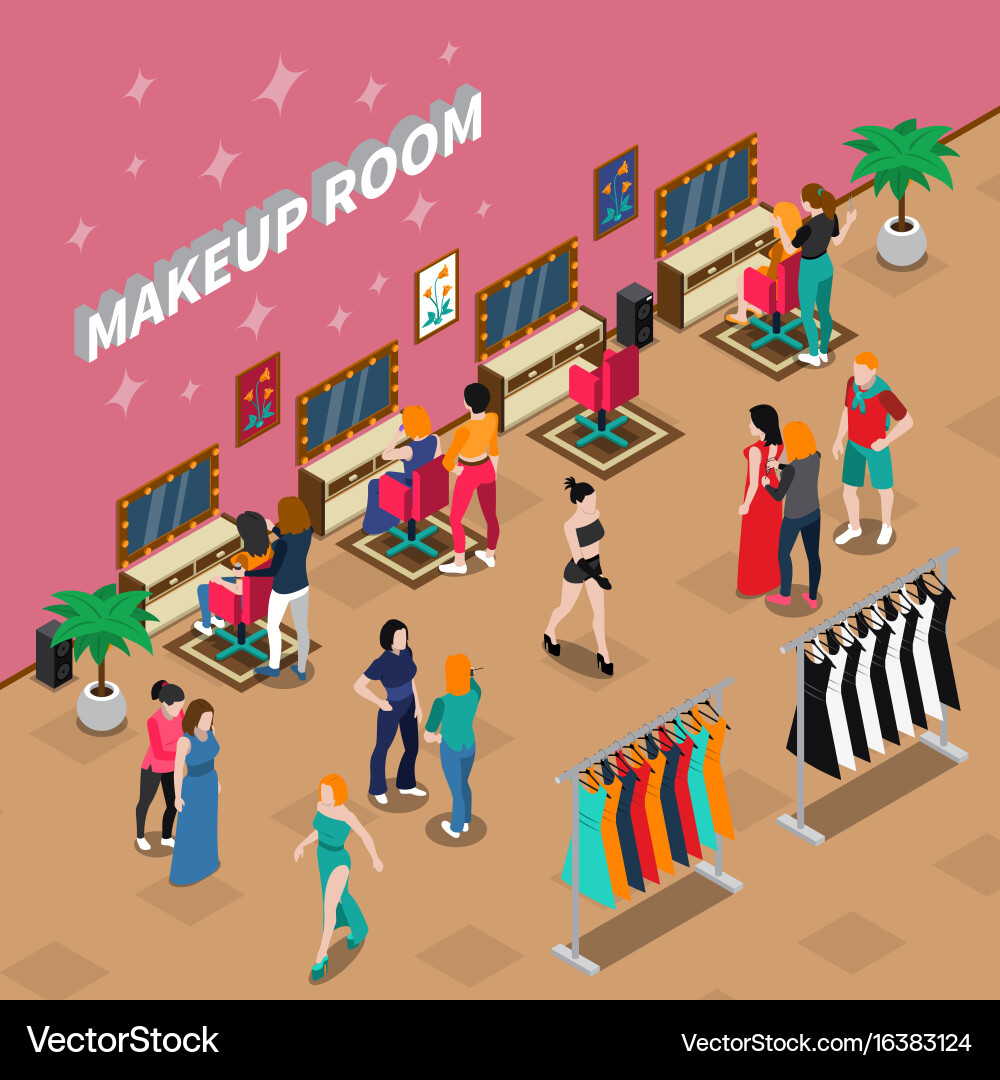 Makeup room fashion isometric Royalty Free Vector Image
