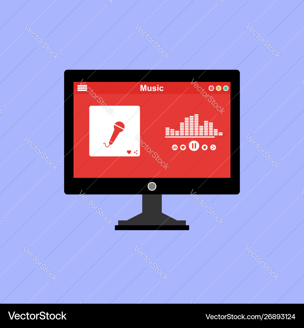 Media player application app template with flat Vector Image