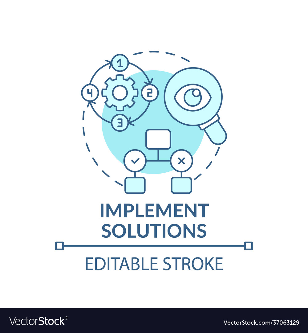 Implement solutions blue concept icon Royalty Free Vector Implement solutions blue concept icon Royalty Free Vector