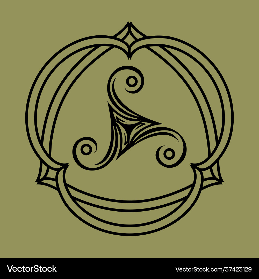 Pagan celtic symbol triskele in knotted frame Vector Image