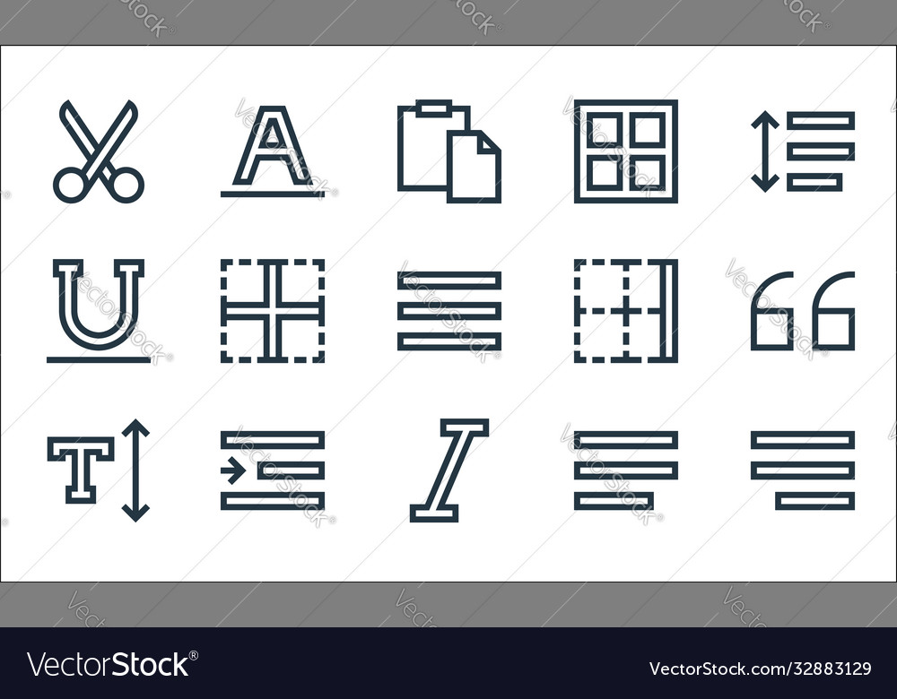 Text editor line icons linear set quality line Vector Image