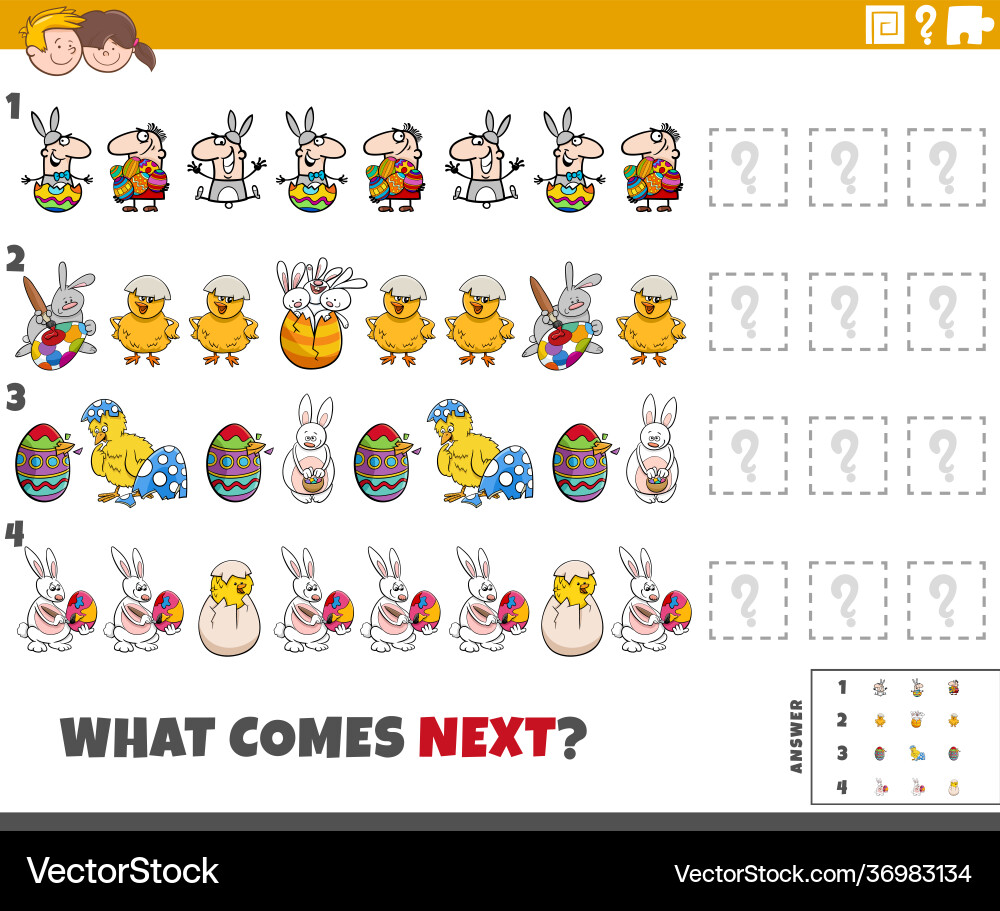 Educational pattern game with cartoon easter Vector Image