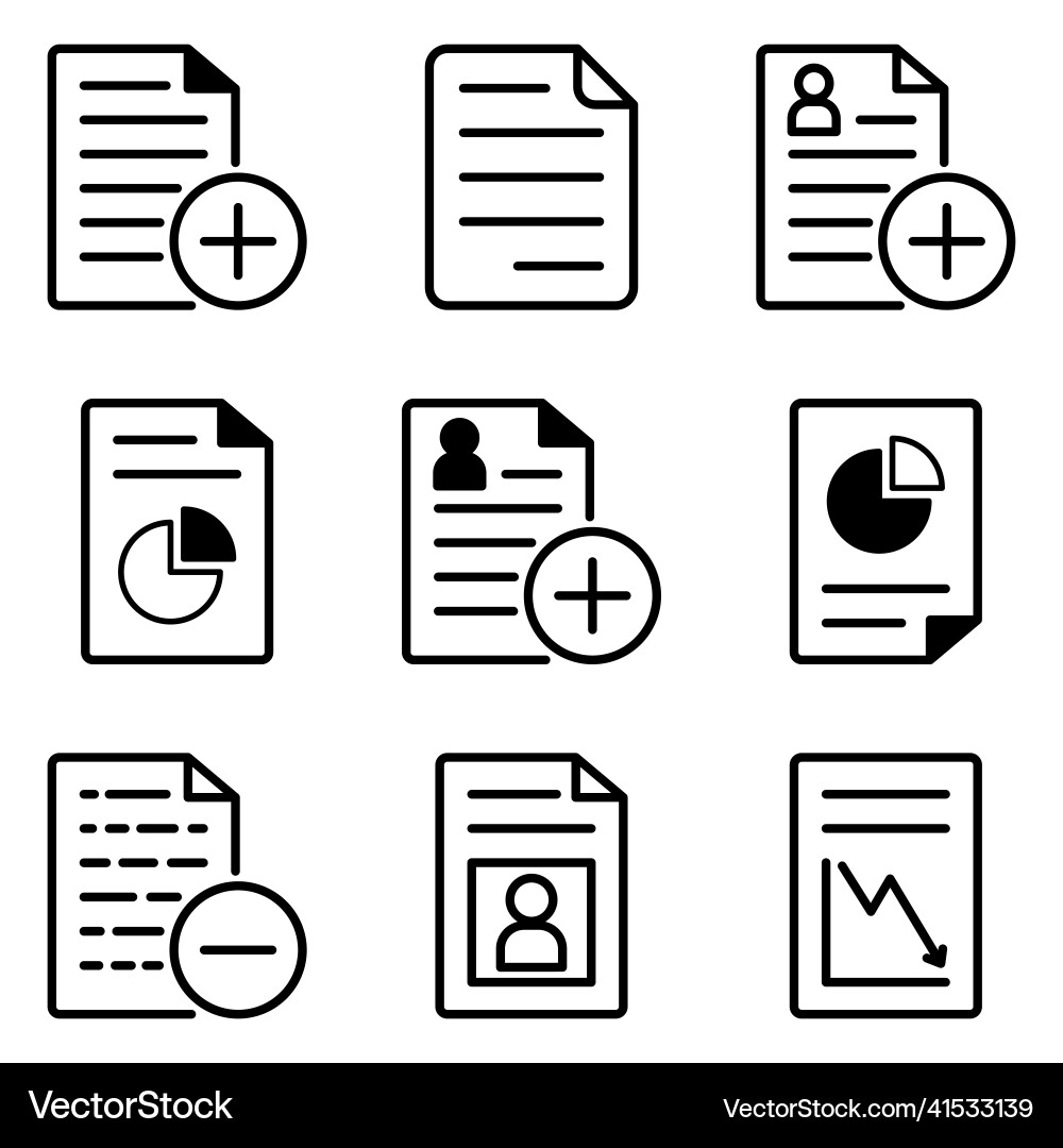 Docs flat icon set isolated on white background Vector Image