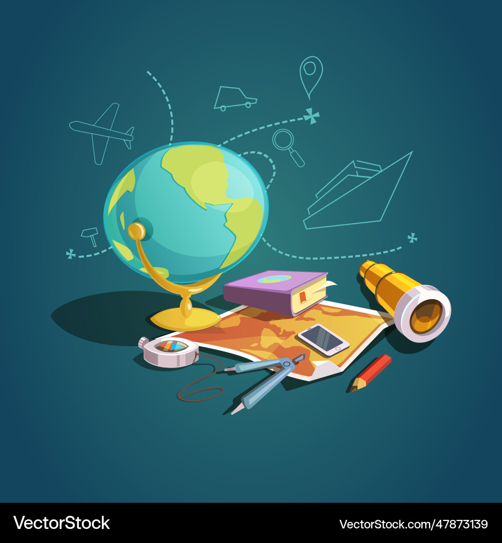 Geography retro cartoon set retro Royalty Free Vector Image