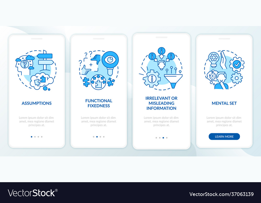 Problem Solving Obstacles Blue Onboarding Mobile Vector Image