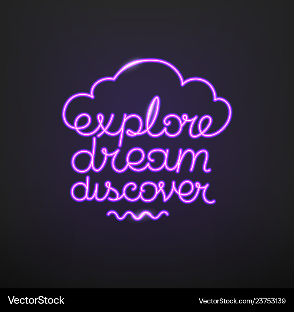 Traveling design neon glow logo explore dream Vector Image