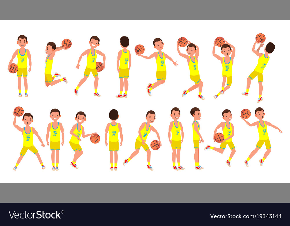 Basketball male player yellow uniform Royalty Free Vector