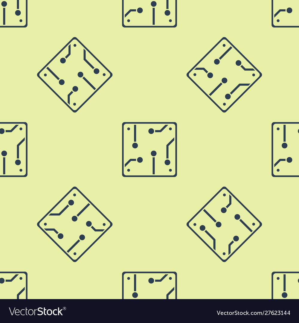 Blue processor icon isolated seamless pattern Vector Image
