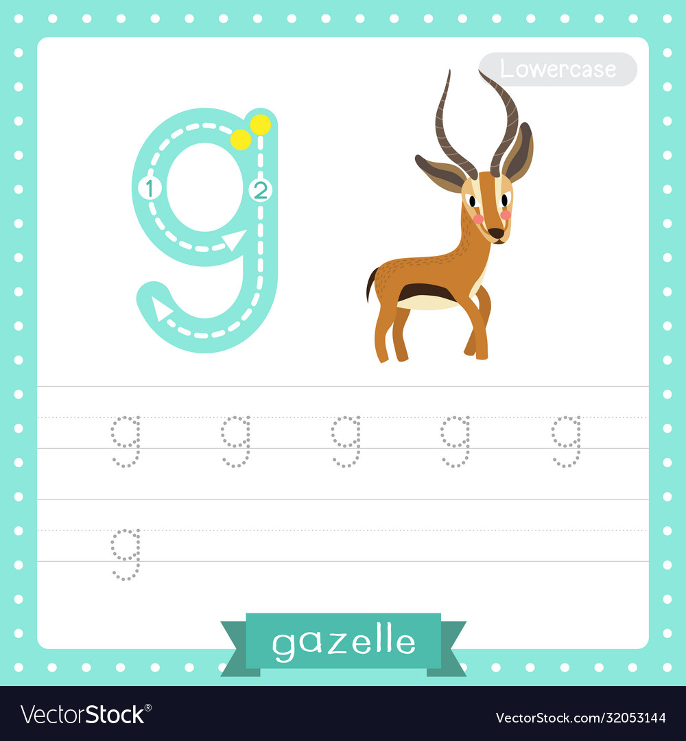 Letter g lowercase tracing practice worksheet Vector Image Letter g lowercase tracing practice worksheet Vector Image