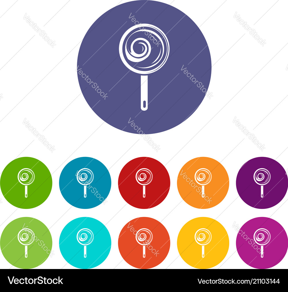 Lollipop icons set color Royalty Free Vector Image