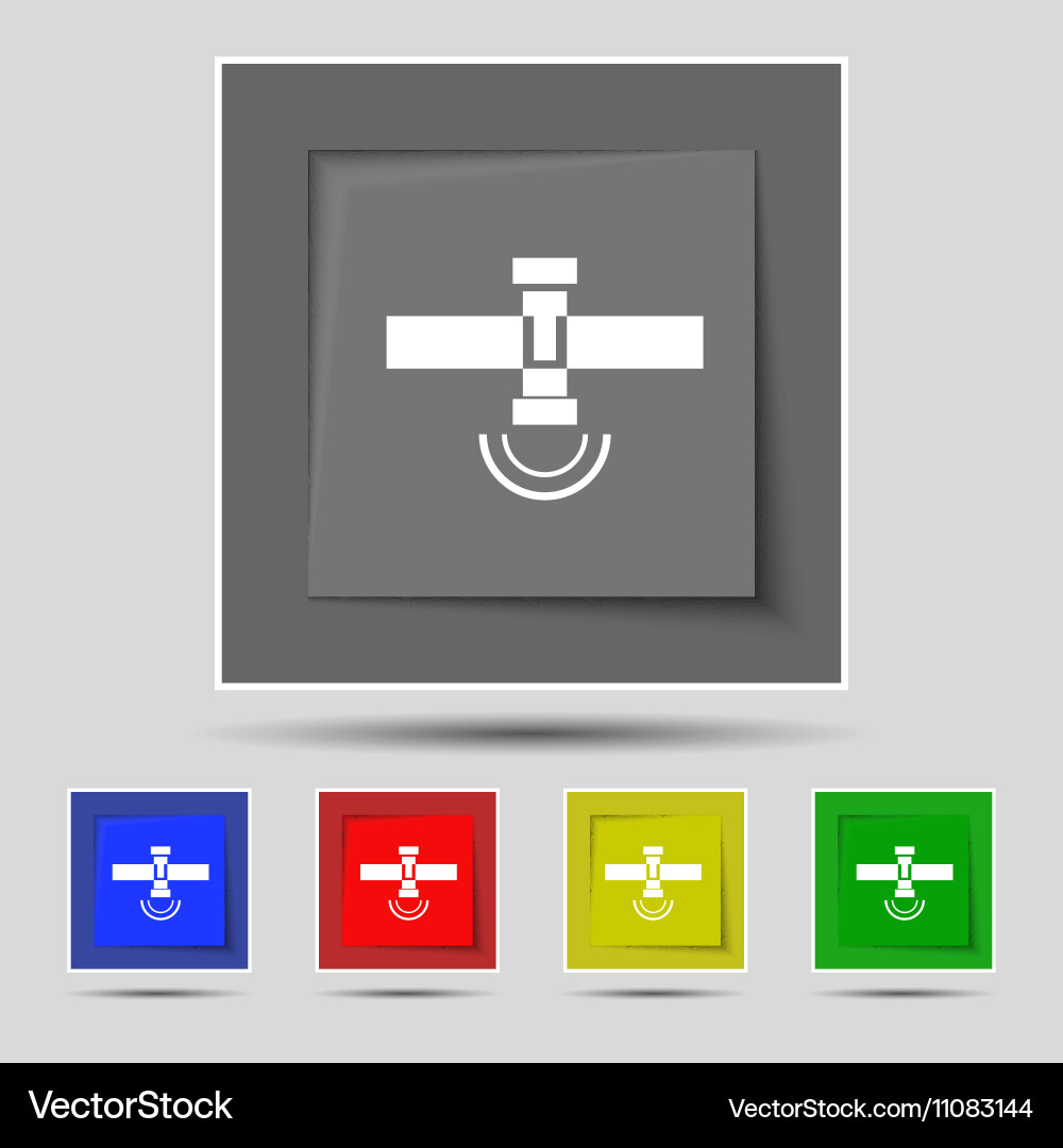 Satellite icon sign on original five colored Vector Image