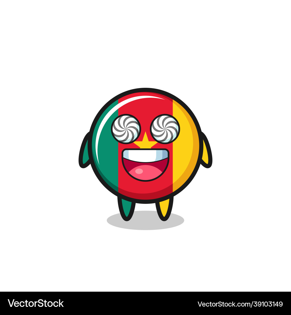 Cute cameroon flag badge character Royalty Free Vector Image