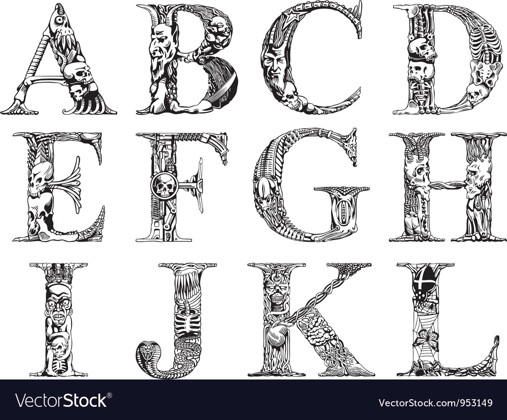 Death font Royalty Free Vector Image - VectorStock