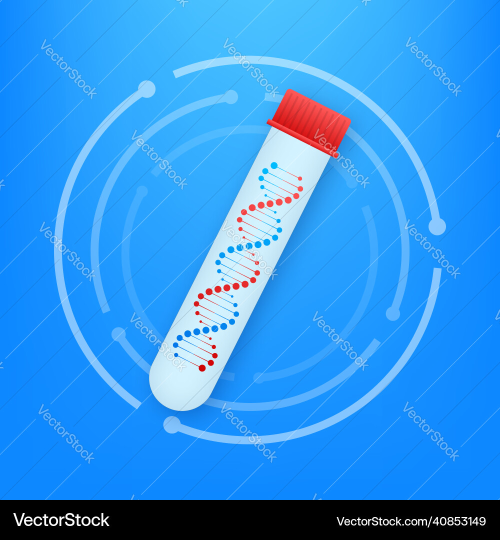 Dna molecule in test tube blue icon on white Vector Image