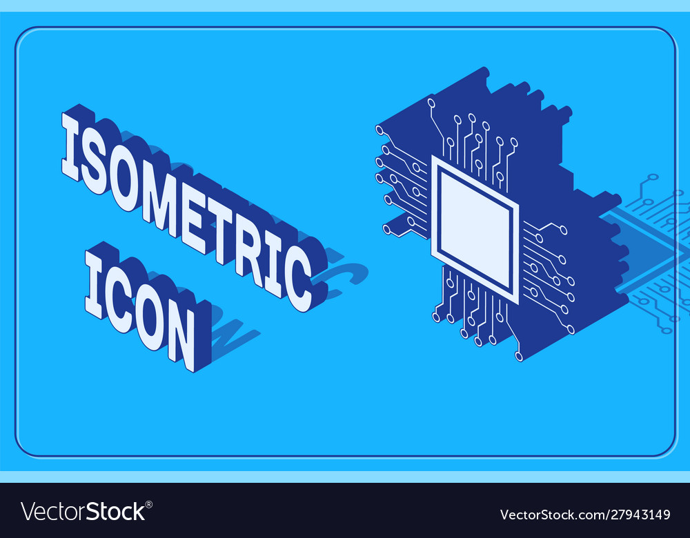Isometric processor icon isolated on blue Vector Image