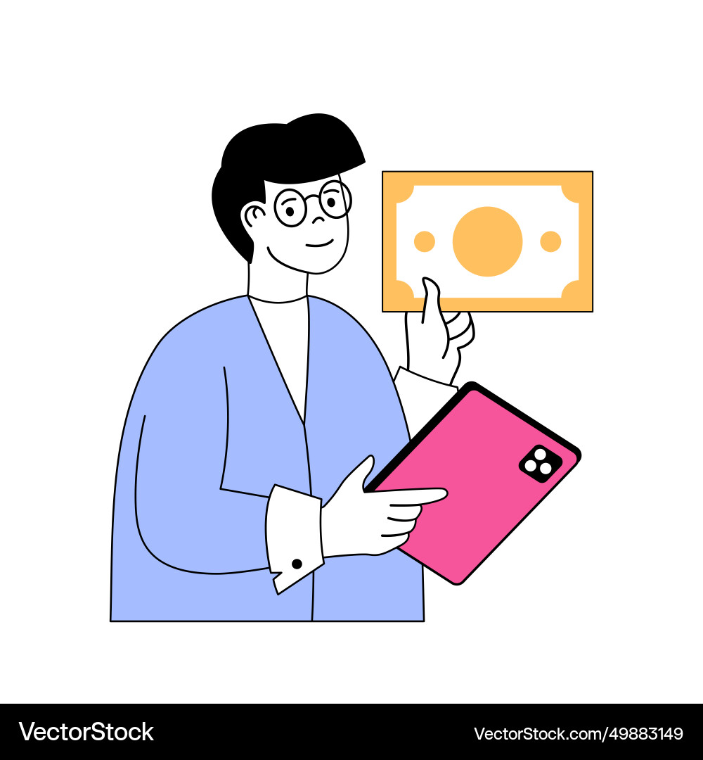Mobile commerce concept with cartoon people in Vector Image