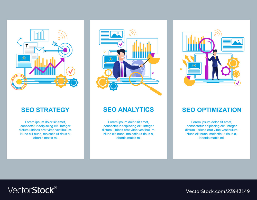 Seo strategy analytics optimization Royalty Free Vector
