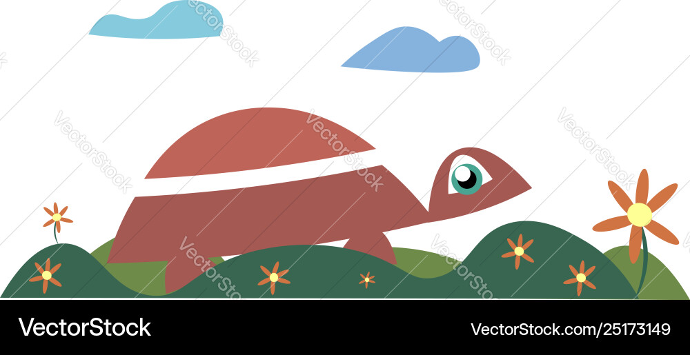 Turtle and flowers or color Royalty Free Vector Image