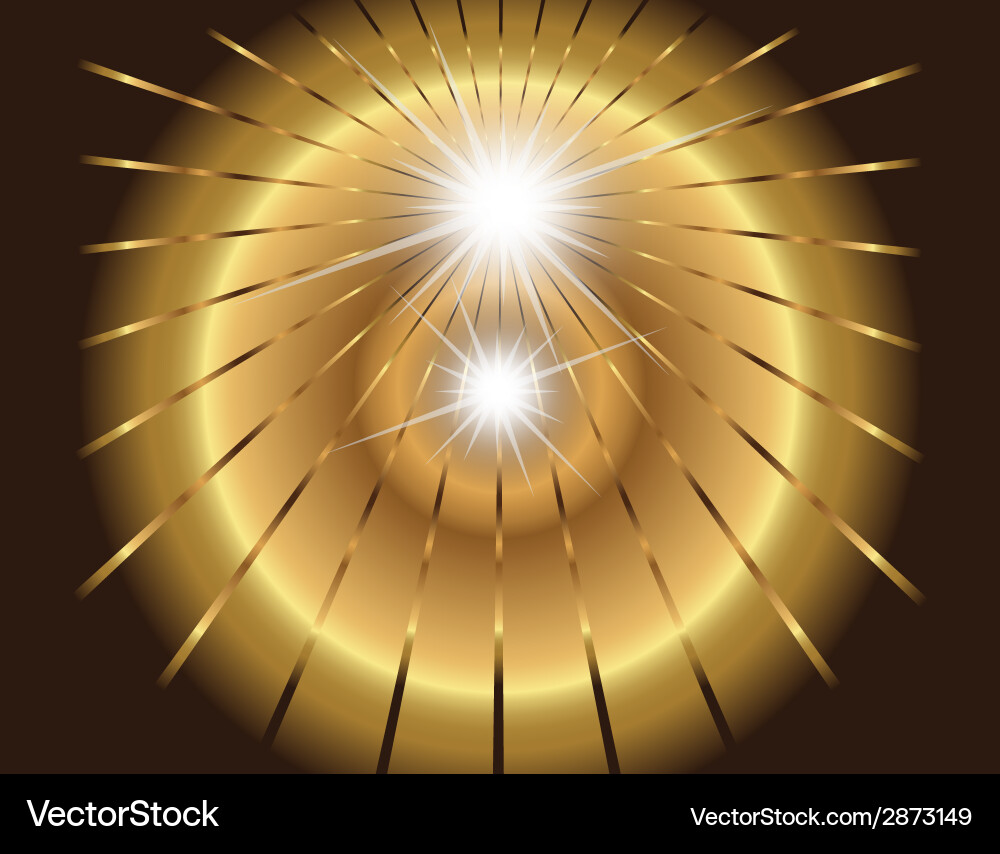 Two star burst ray with lens flare golden Vector Image