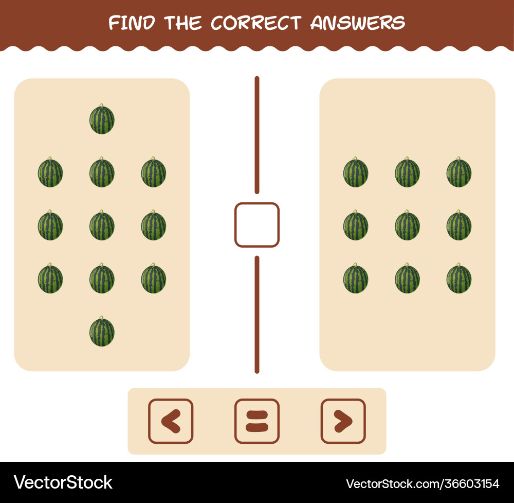 Find correct answers cartoon watermelon Royalty Free Vector