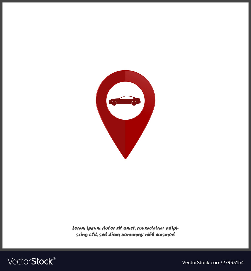 Map pointer icon with car positioning car Vector Image