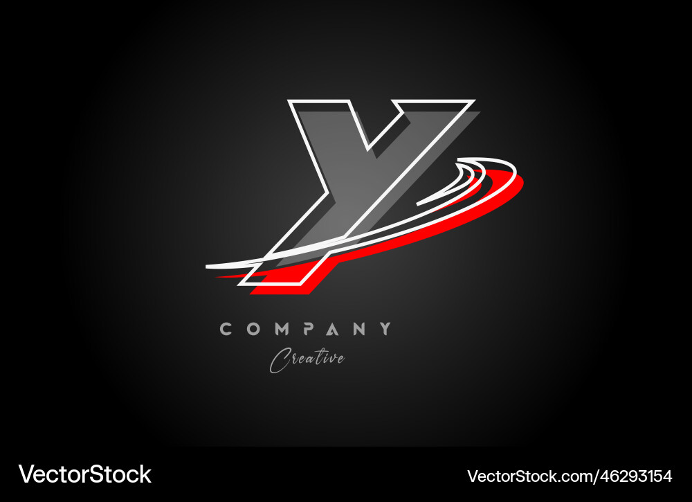 Red grey line y alphabet letter logo icon design Vector Image