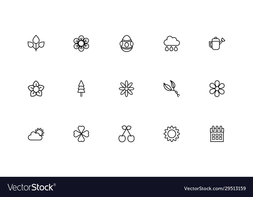 Bundle spring set line icons Royalty Free Vector Image