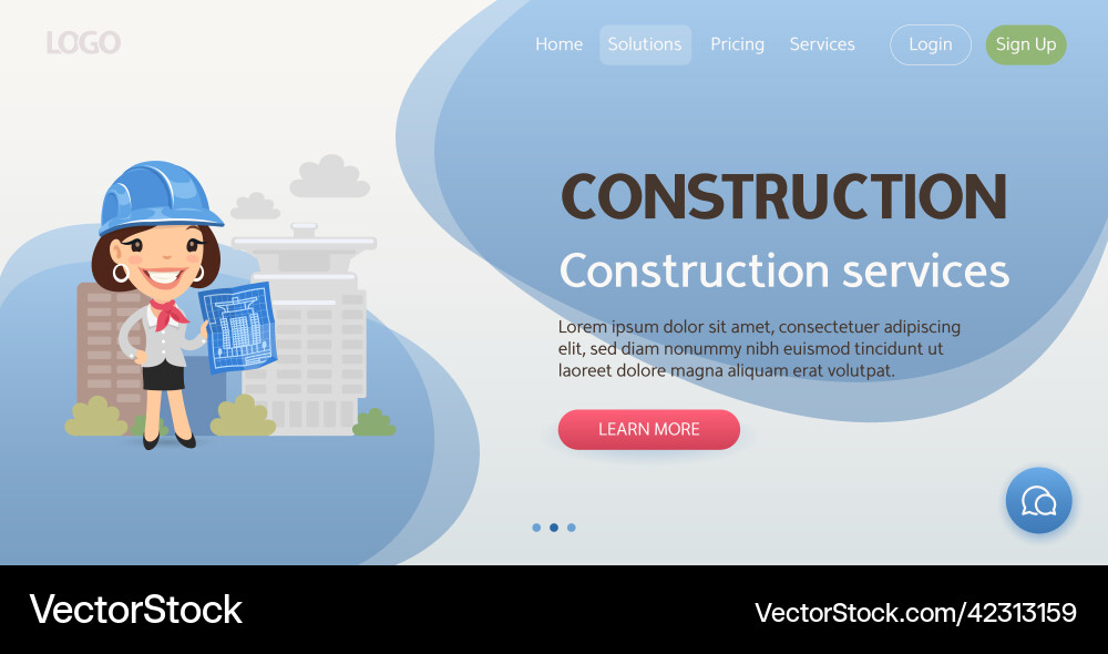 Construction website template Royalty Free Vector Image