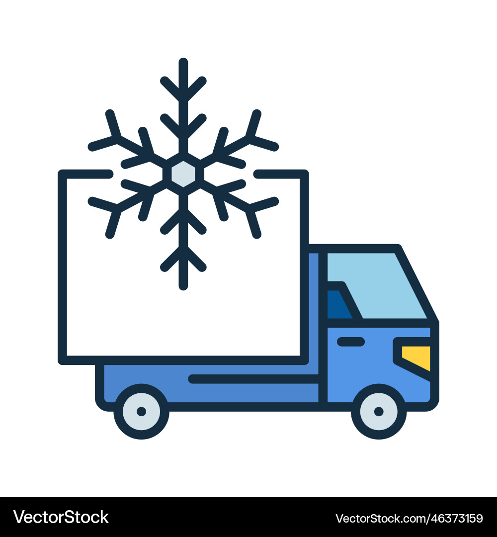 Truck refrigerator and snowflake concept colored Vector Image