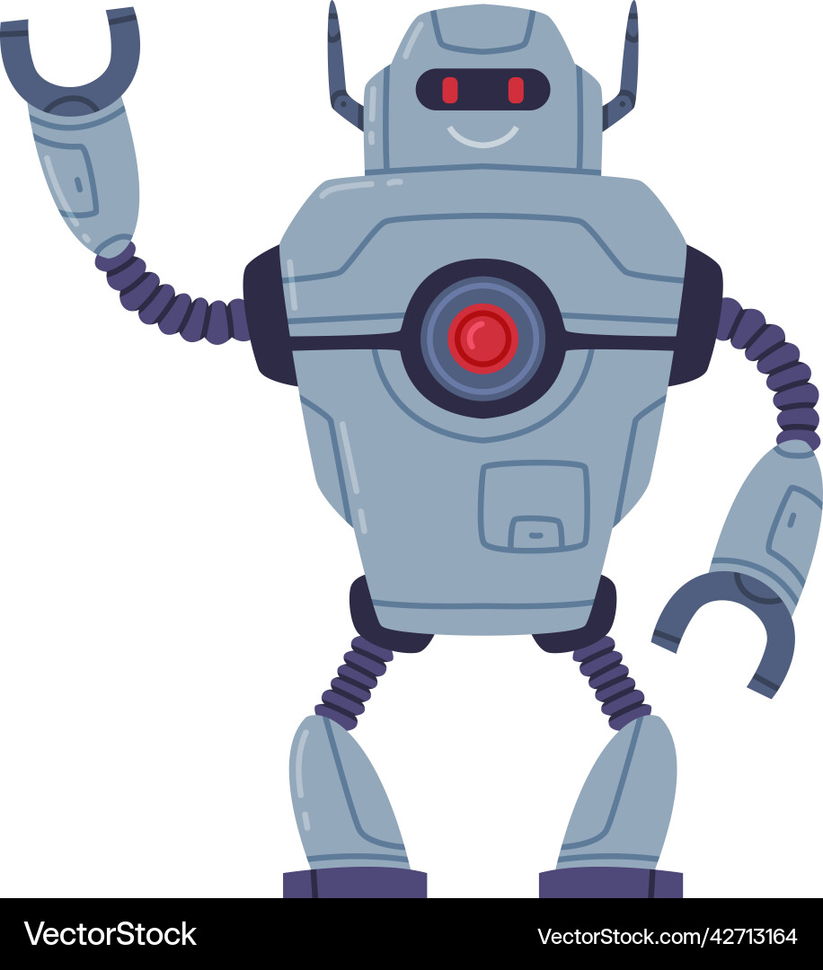Metal robot machine with limbs for labor Vector Image