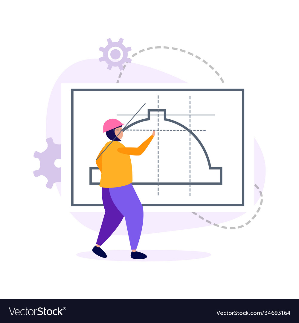 Projection engineering flat composition Royalty Free Vector