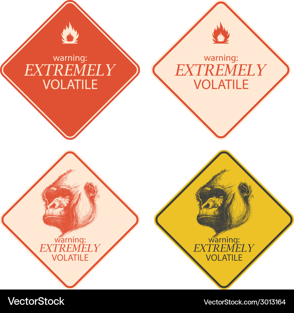 Yellow warning and danger signs collection eps8 Vector Image