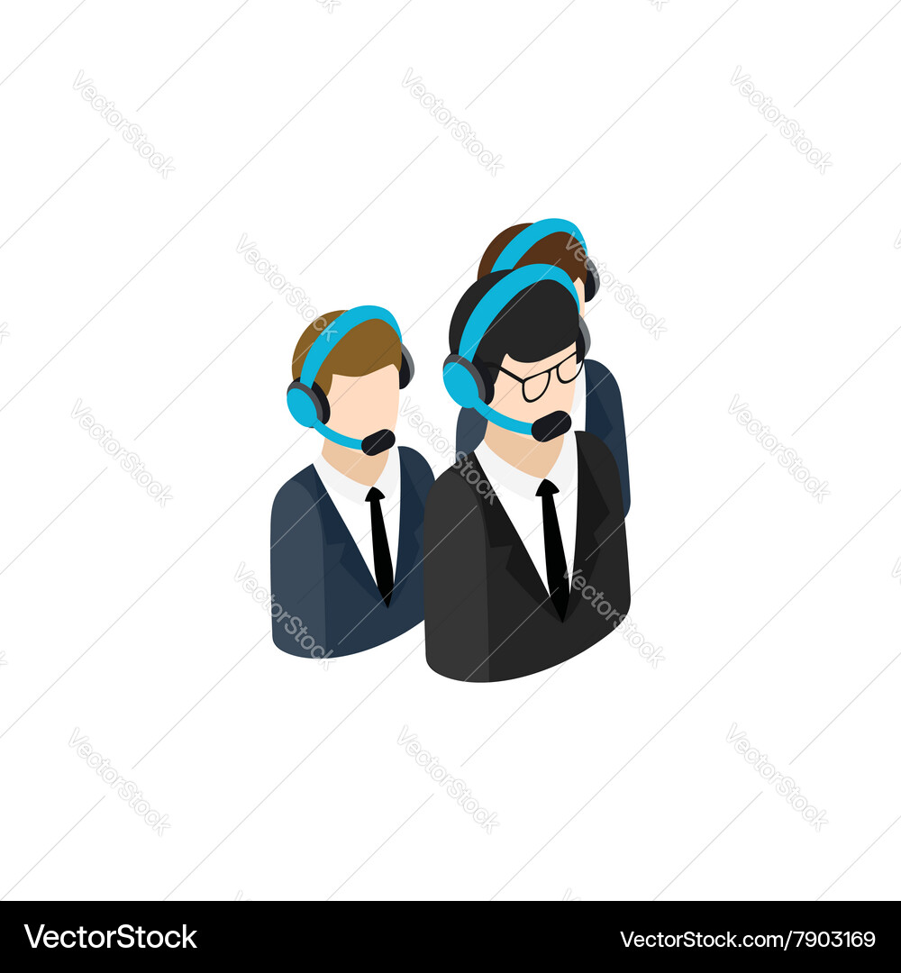 Call center operators group with headsets icon Vector Image