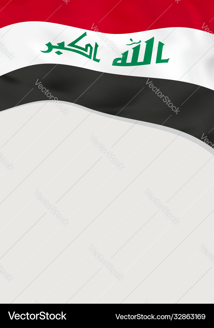 Leaflet design with flag iraq template Royalty Free Vector