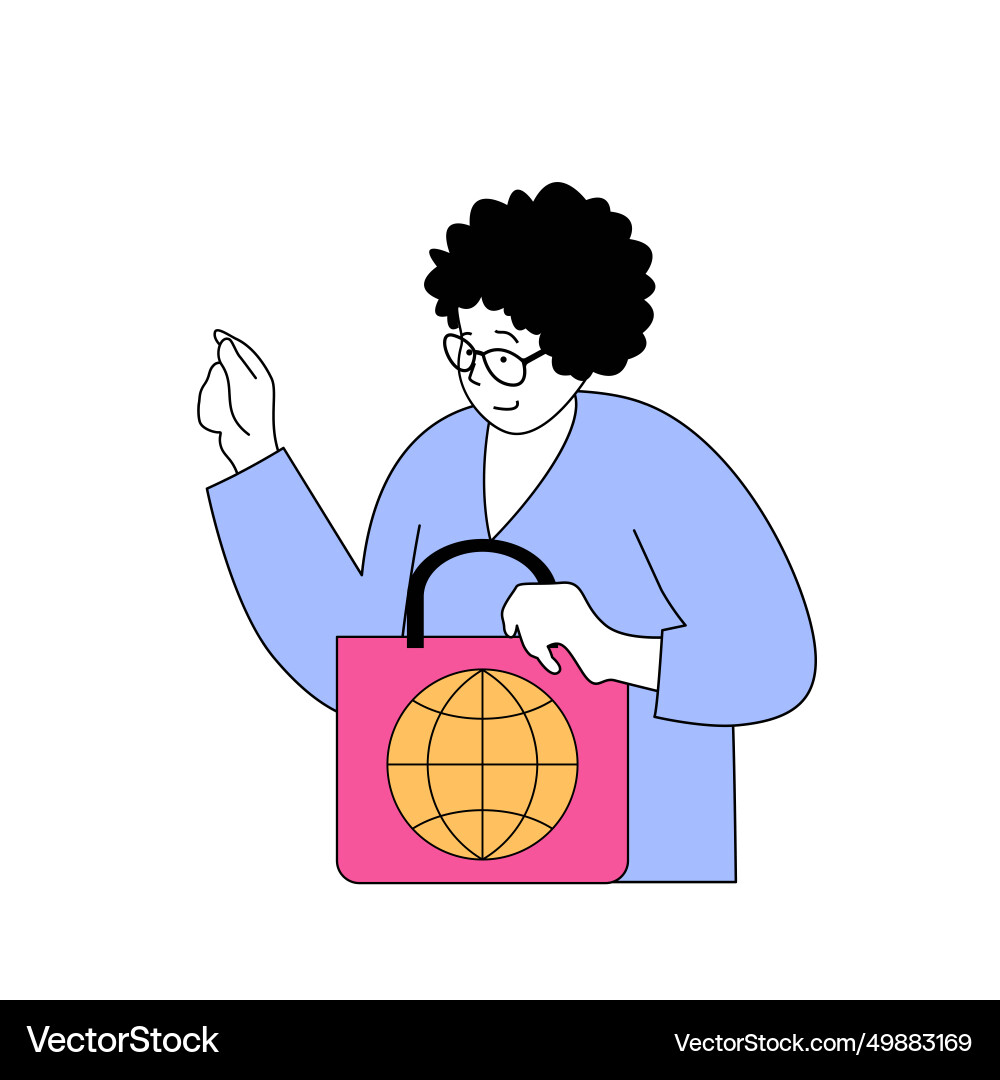 Mobile commerce concept with cartoon people in Vector Image