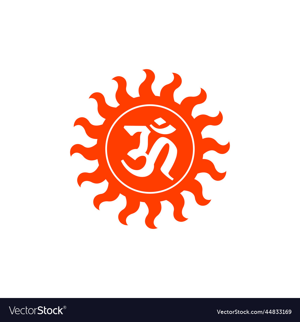 Om hindu holy sign on orange sun Royalty Free Vector Image Om hindu holy sign on orange sun Royalty Free Vector Image