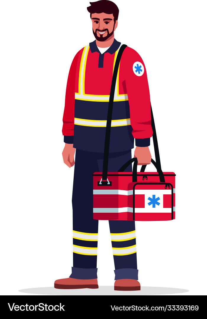 Paramedic semi flat rgb color Royalty Free Vector Image