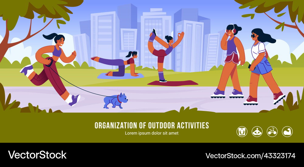 Active park exercises outdoor fit people Vector Image